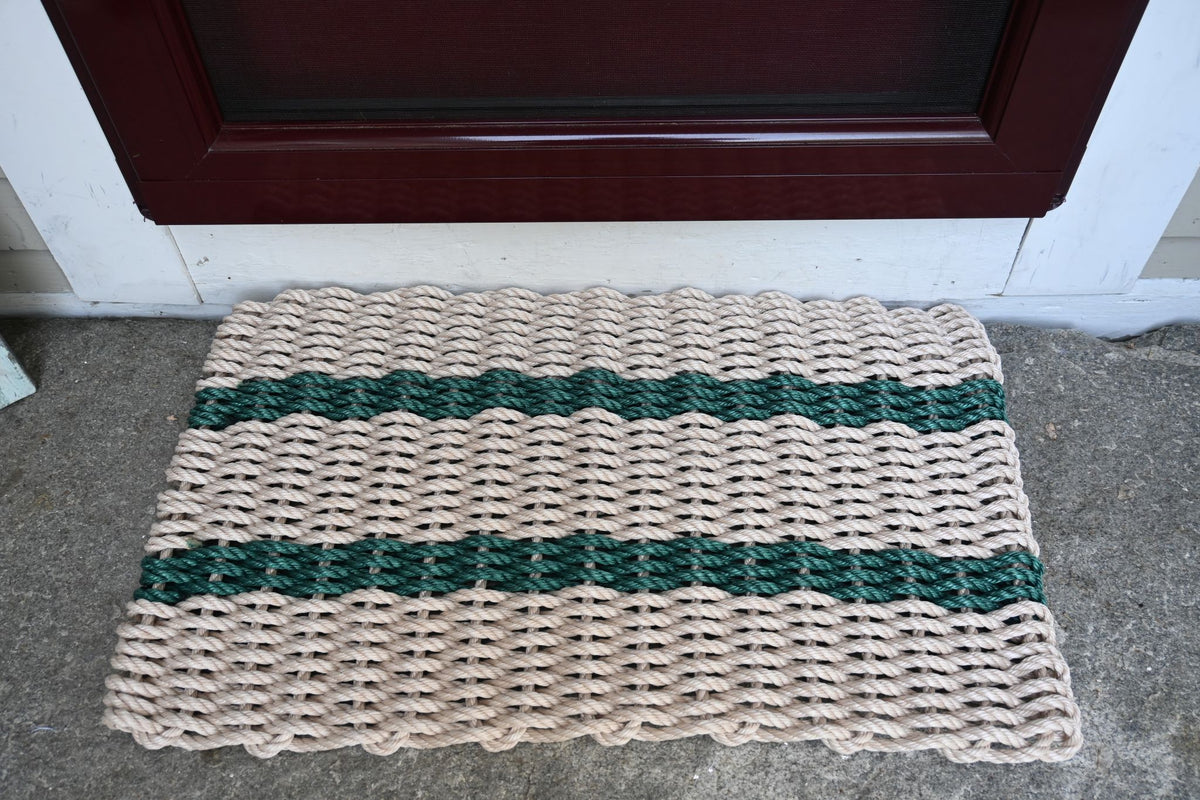 Five Stripe - Light Tan & Hunter Green – Maine Rope Mats