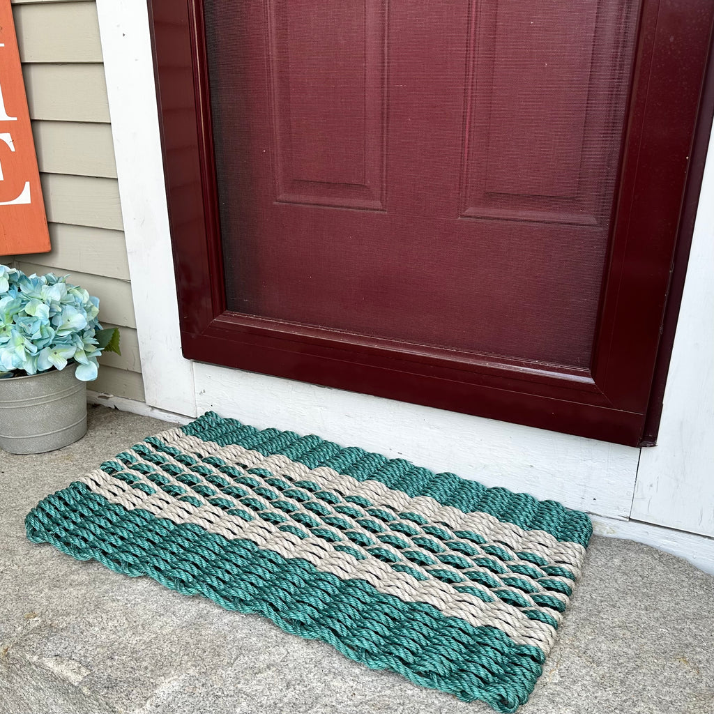 Hybrid - Dark Green & Dark Tan Rope Mat – Maine Rope Mats