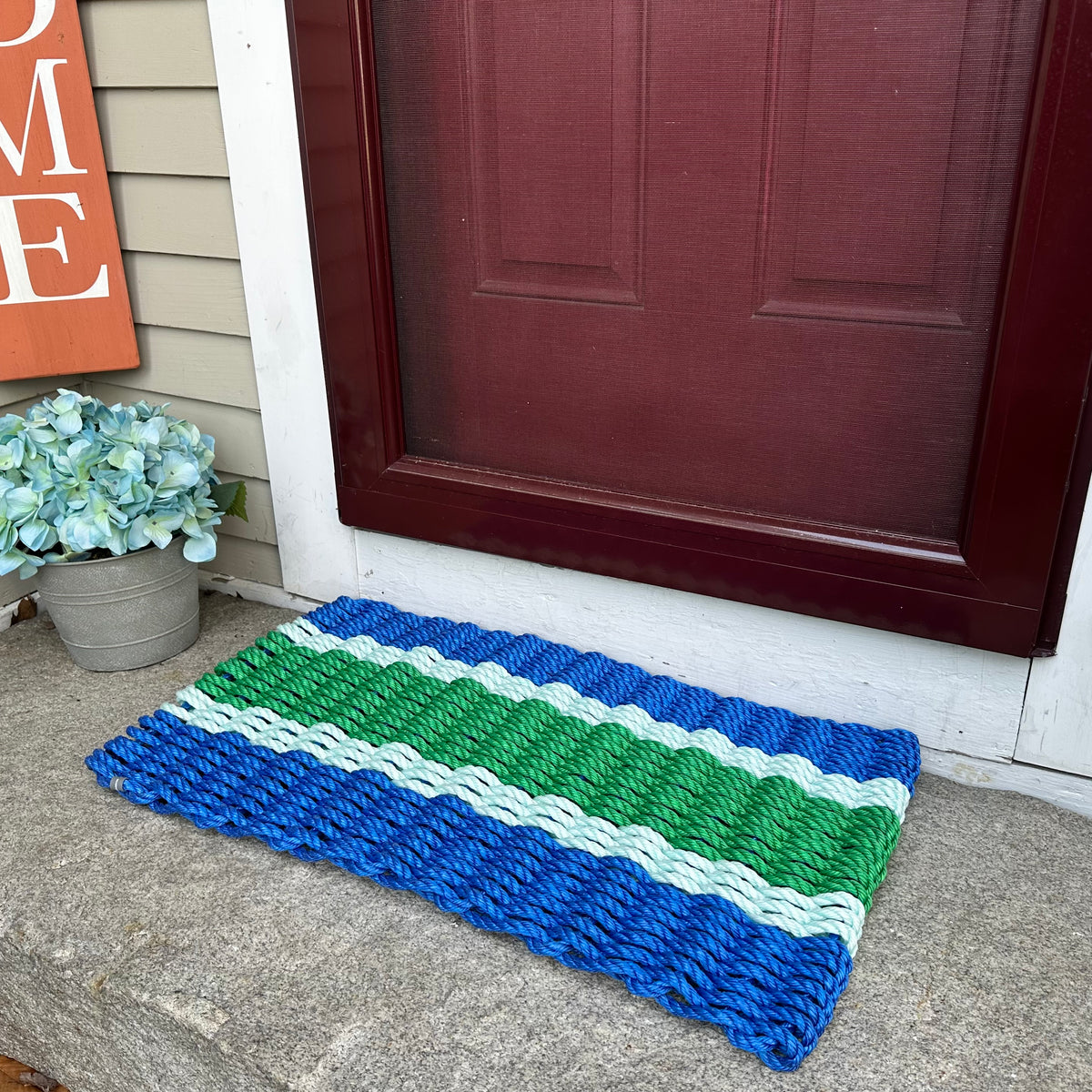 Five Stripe Rope Mat - Royal, Seafoam, & Green – Maine Rope Mats