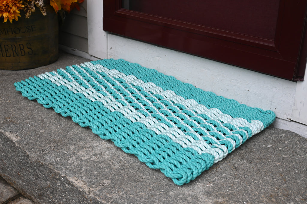 Hybrid Teal & Seafoam Rope Mat – Maine Rope Mats