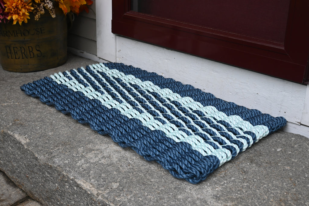 Hybrid Navy & Seafoam Rope Mat – Maine Rope Mats