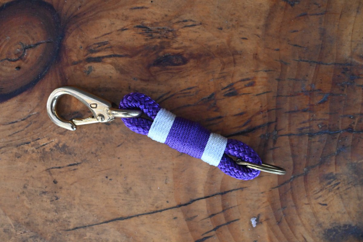 Purple Key Chain with White & Purple Whipping – Maine Rope Mats