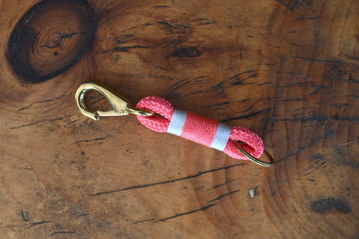 Pink Key Chain with White & Pink Whipping – Maine Rope Mats