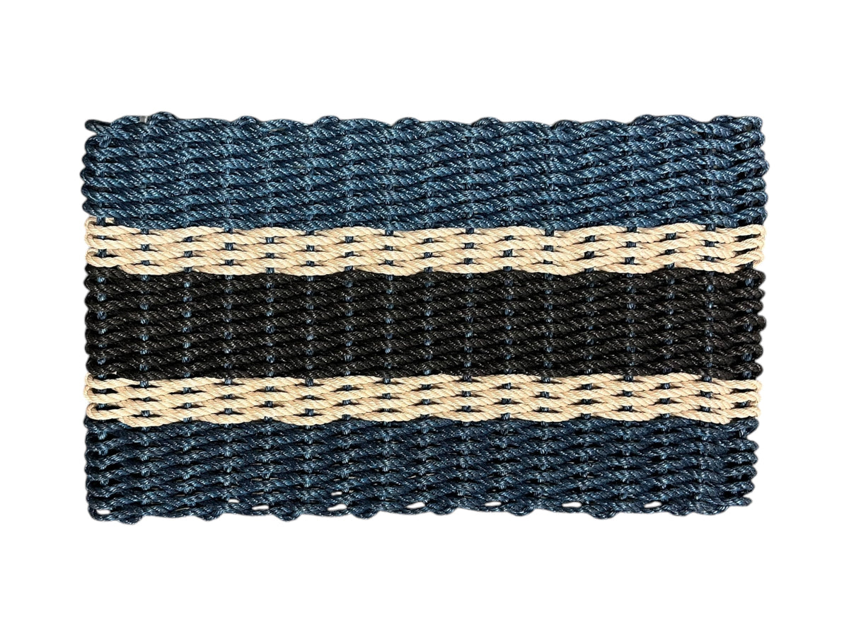 ON SALE - Five Stripe Rope Mat - Navy, Light Tan, Black – Maine Rope Mats