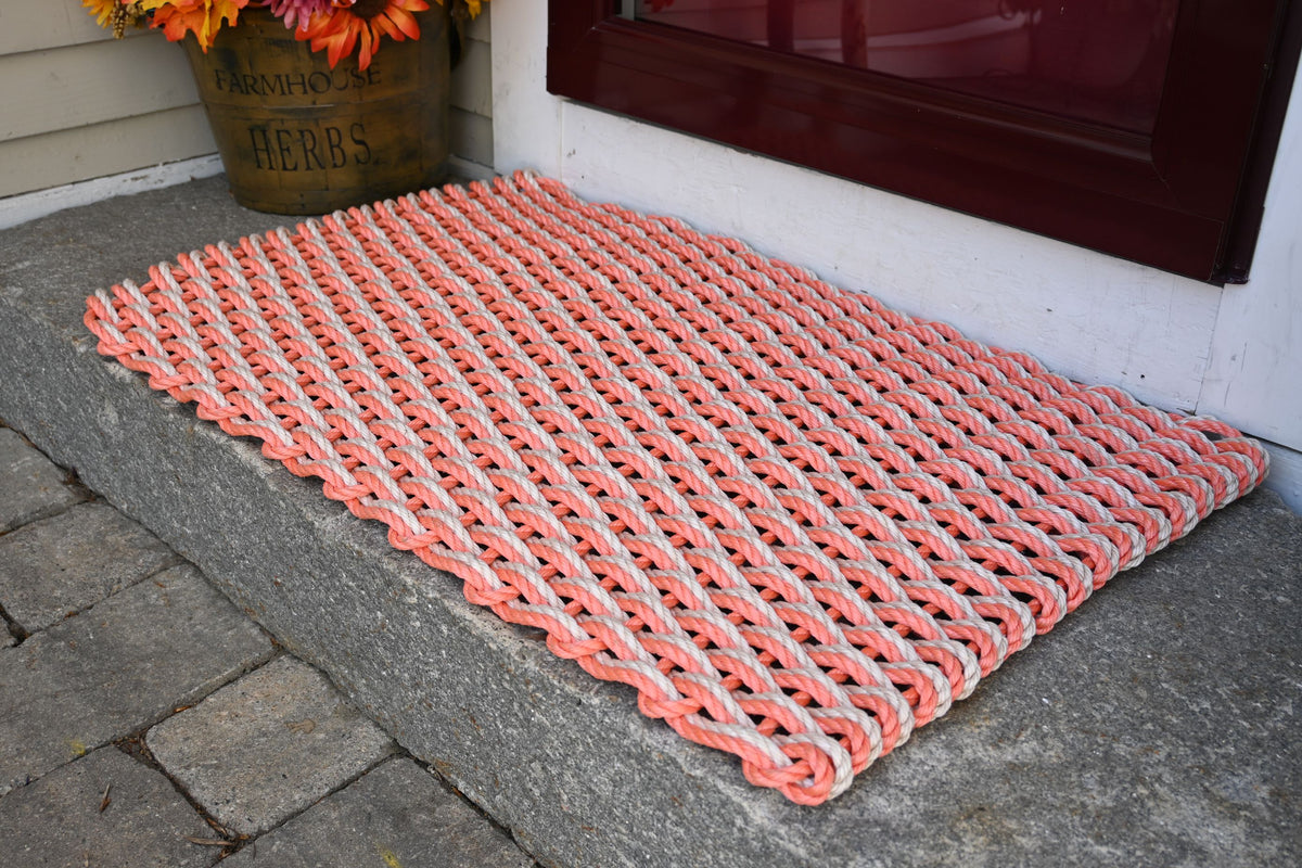 ON SALE Double Weave Rope Mat - Orange, Light Tan – Maine Rope Mats