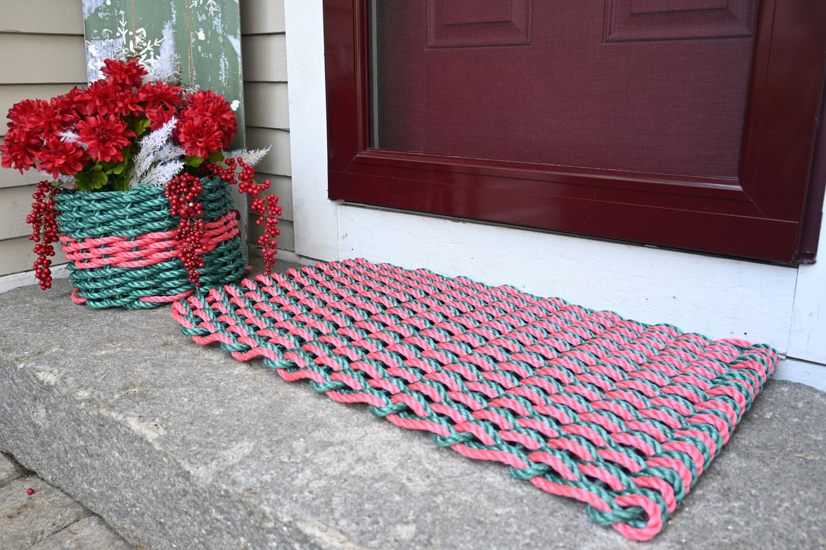 3 Stripe Hunter Green & Red Basket and Double Weave Hunter Green & Red ...