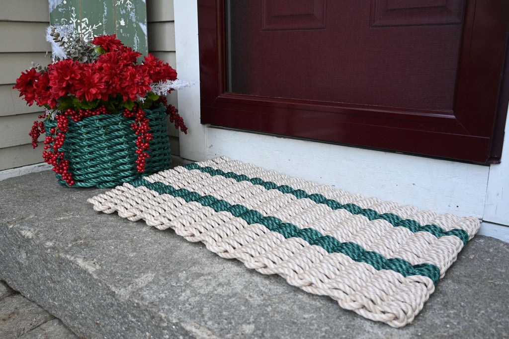 Solid Hunter Green Basket & Five Stripe Light Tan & Hunter Green Rope ...