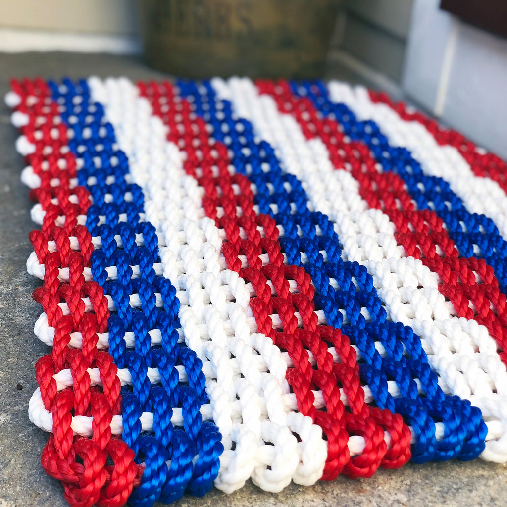 Patriotic Mat: Red White & Blue – Maine Rope Mats